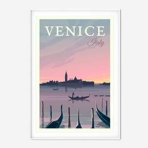 Venice Vintage Travel Poster, Cityscape Print, Retro City Art Travel ...