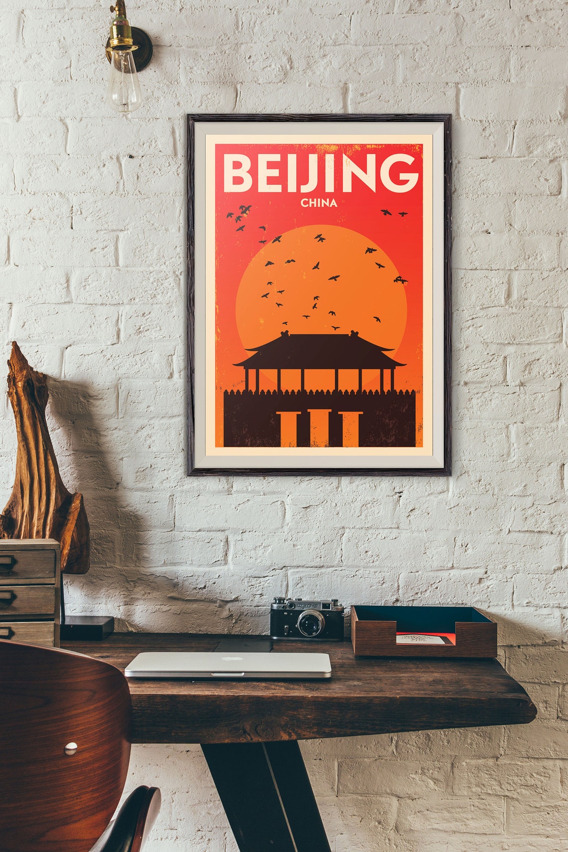 Beijing Travel Poster Travel Decor Cityscape Print Retro - Etsy