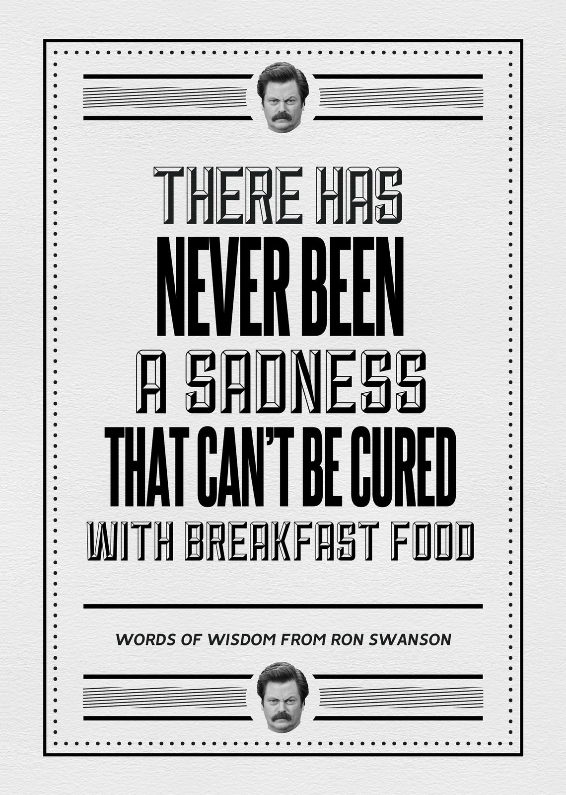Ron Swanson Breakfast Quote Poster Print Art Parks and | Etsy