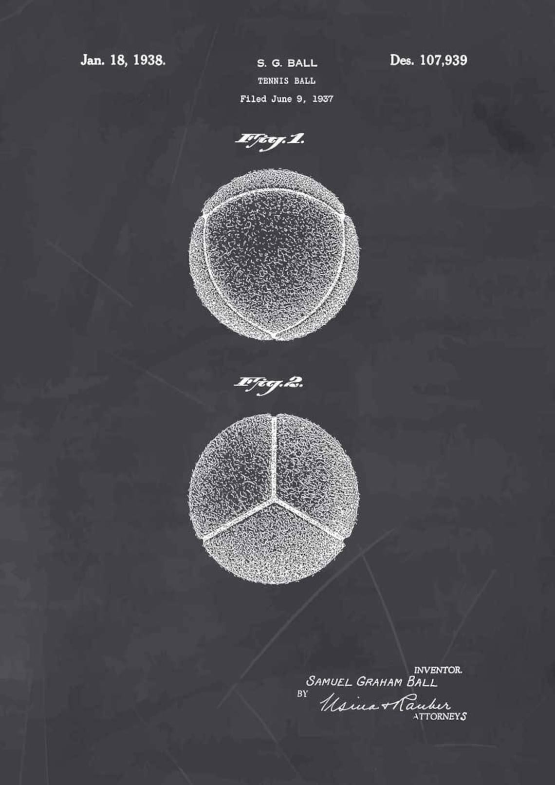 Tennis Poster Tennis Patent Set of 2 Inventions of Tennis - Etsy