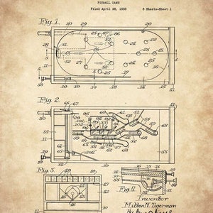 Pinball Art Print, Pinball Poster, Retro Art Print, Gift for Him, Man ...