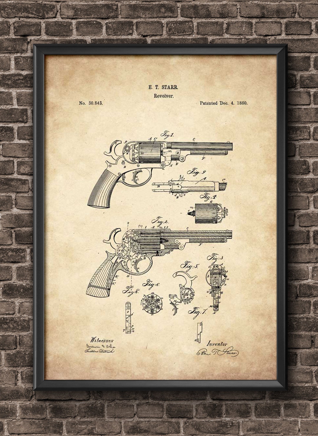 Revolver Gun Patent Print Wall Art, Revolver Poster, Gun Patent ...