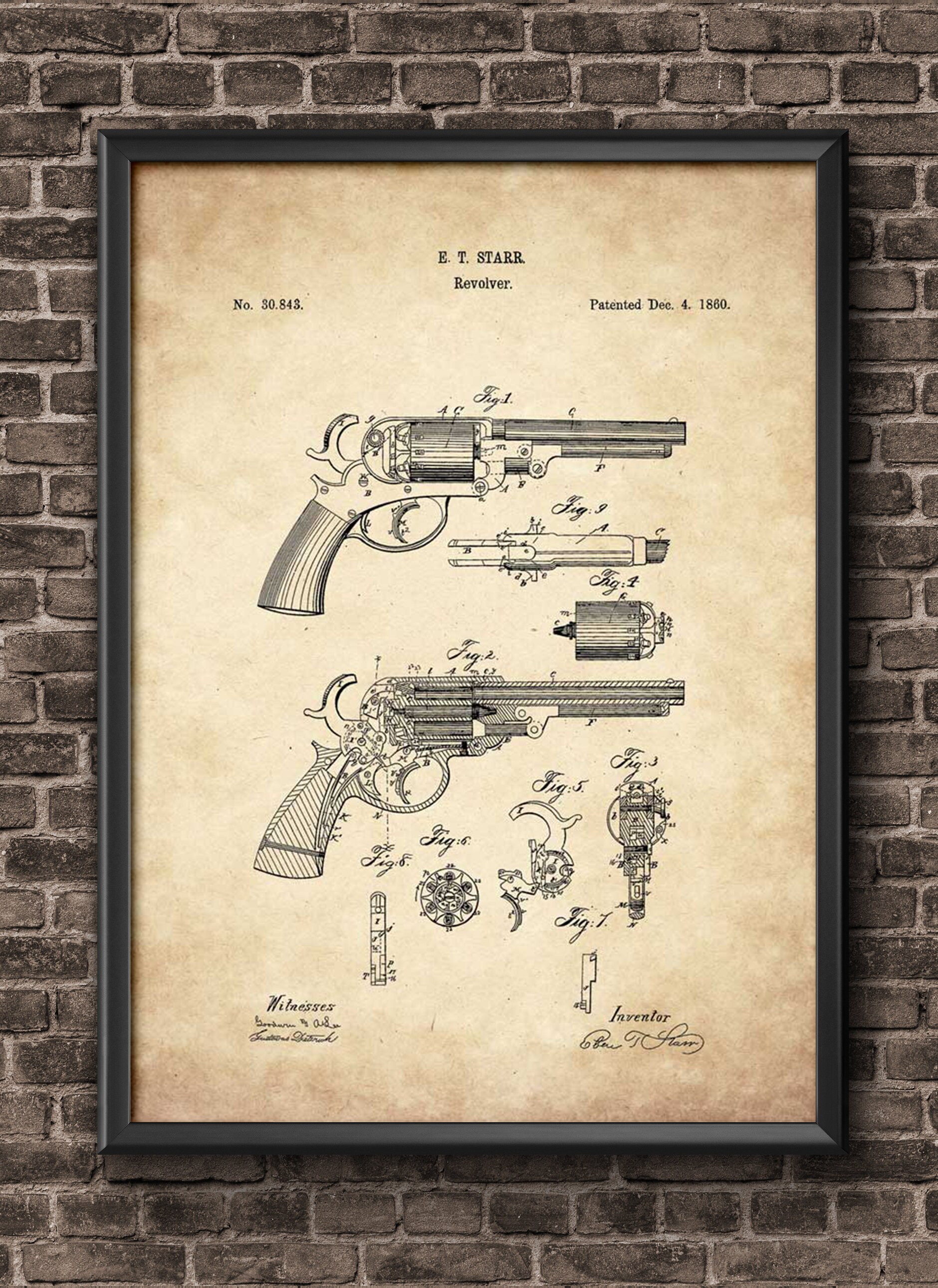 Revolver Gun Patent Print Wall Art Revolver Poster Gun - Etsy