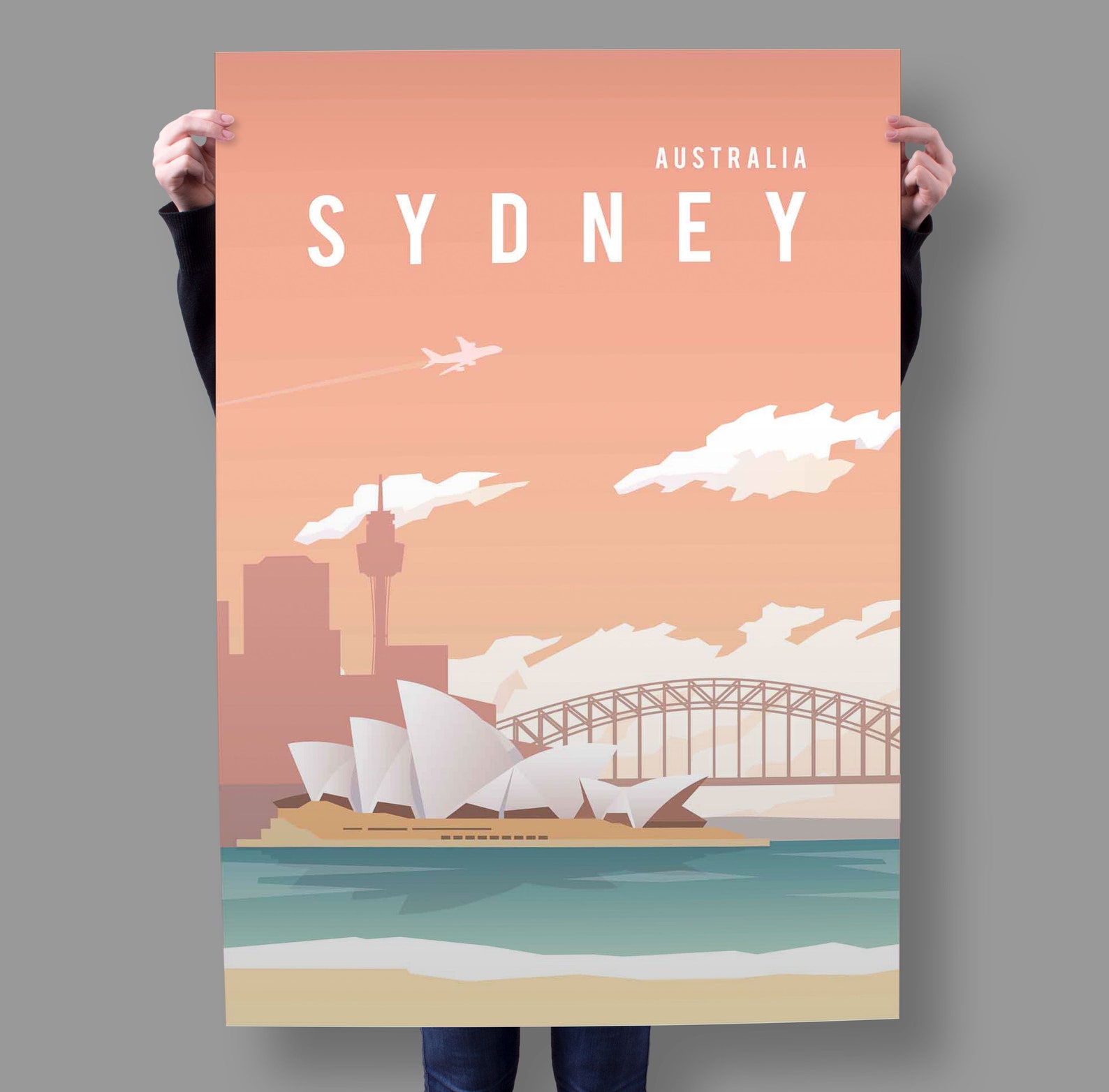 Sydney Vintage Travel Poster, Cityscape Print, Retro City Art Travel ...