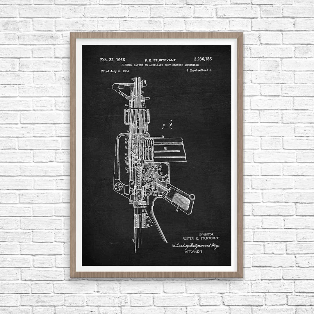 Ar 15 Patent Print, Gun Art, AR 15 Art, AR 15 Decor, Machine Gun Patent ...