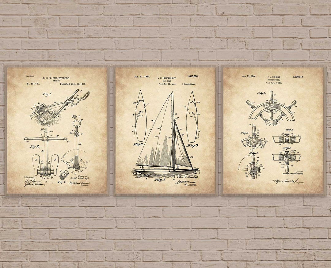 Sailing, Set of 3, Nautical Art, Sailing Art, Sailboat Art, Sailing ...