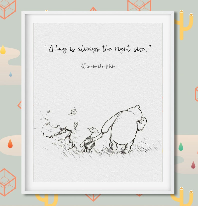 Winnie the Pooh Print Quotes, Pooh Bear Classic Vintage Style Poster ...