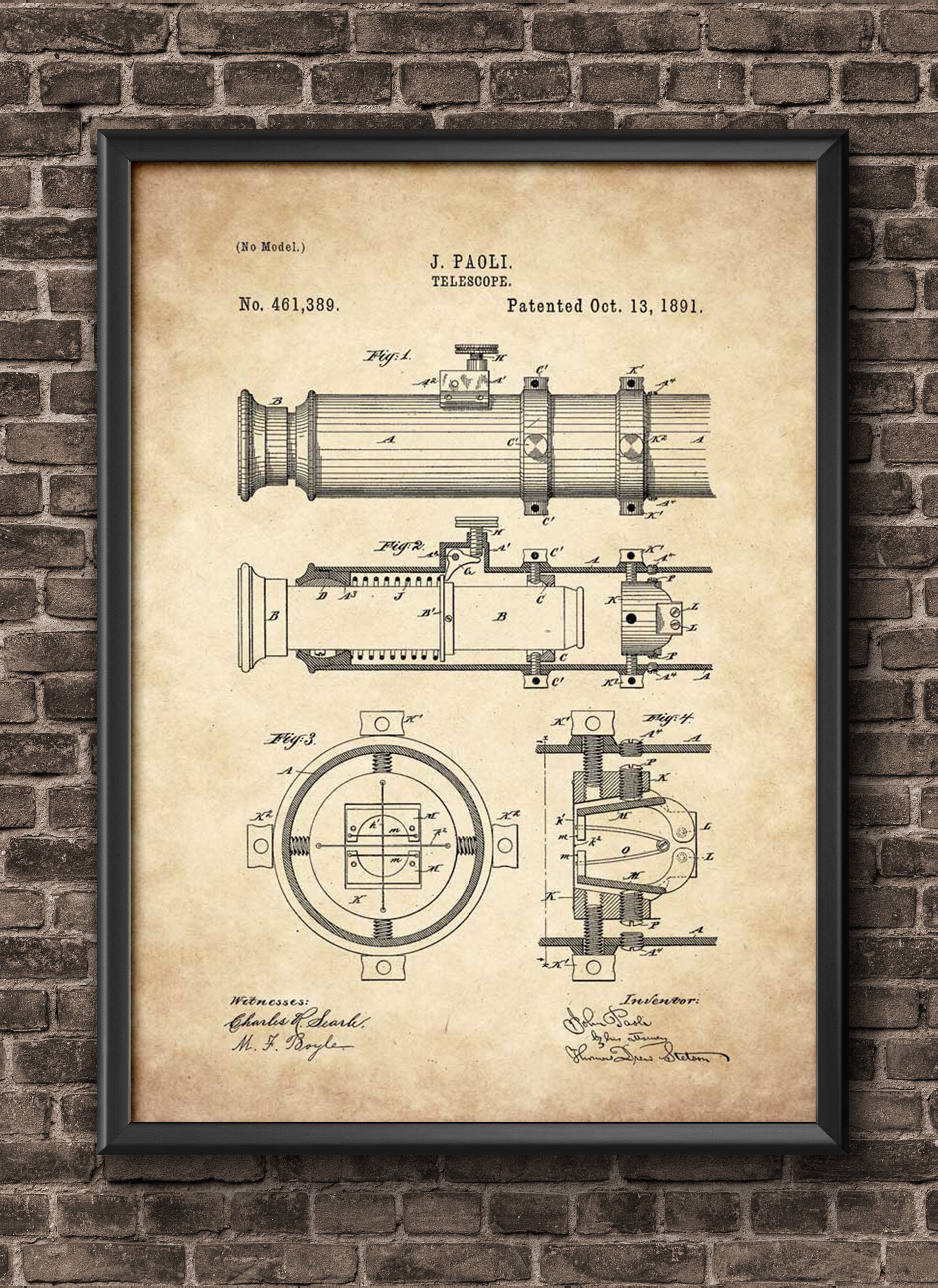 Telescope Patent Print, 1891 Telescope Design, Vintage Telescope ...