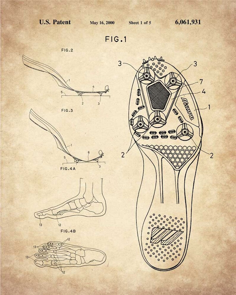 Running Shoe Patent Print Poster, Runner Gift for Her, Running Patent ...