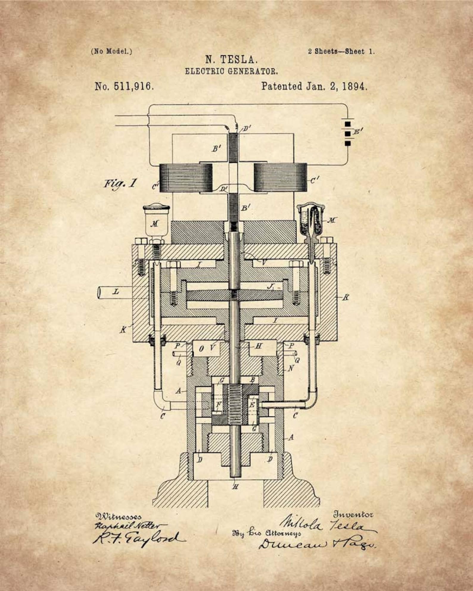 Tesla Patent Prints Set of 4, Tesla Invention Patent Art Set, Tesla ...