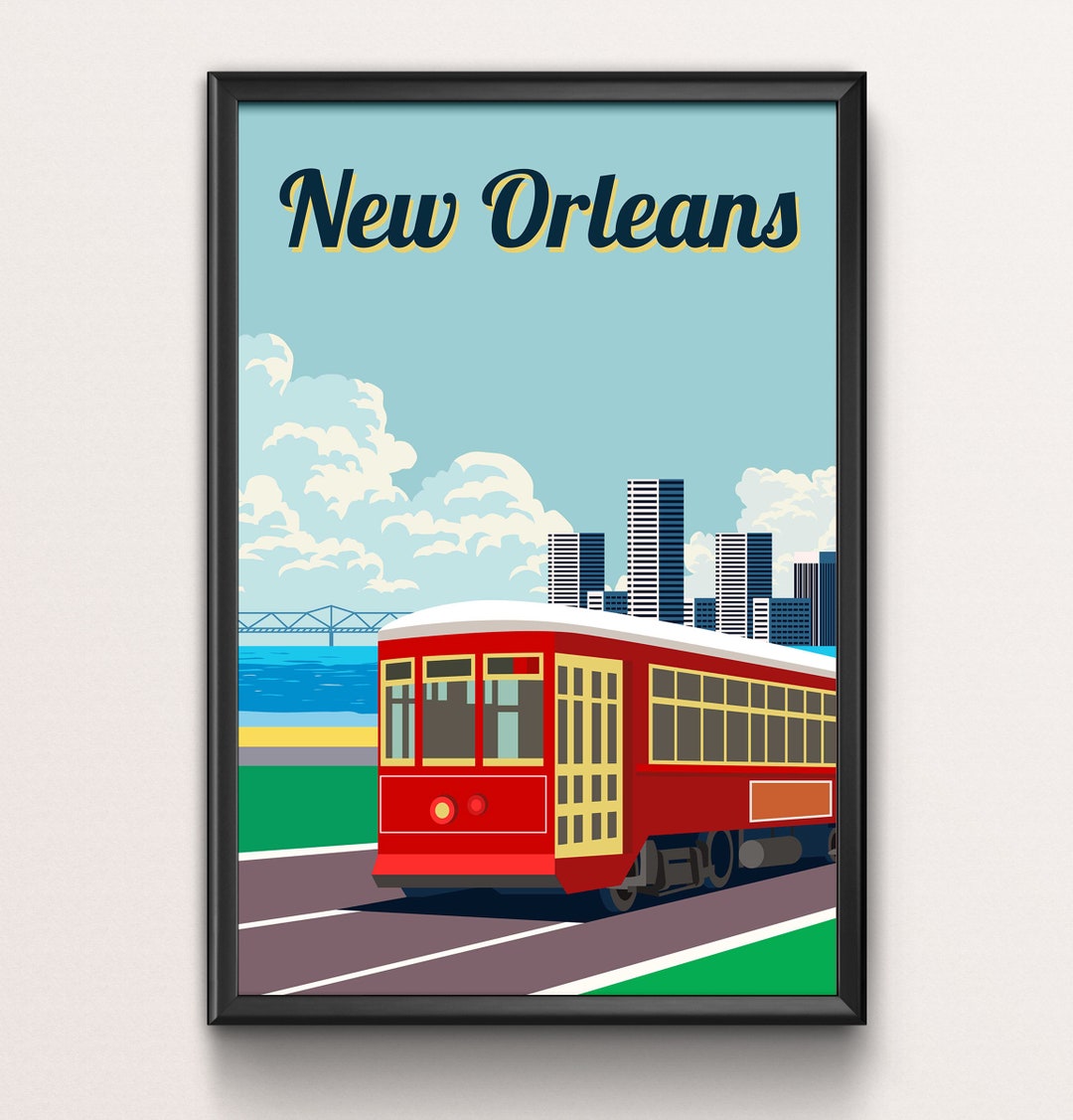 New Orleans Vintage Travel Poster, New Orleans Poster, Travel Art, New ...