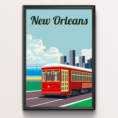 New Orleans Vintage Travel New Orleans Poster Travel Art - Etsy
