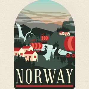 Norway Poster, Norway Wall Art, Norway Print, Travel Illustration ...