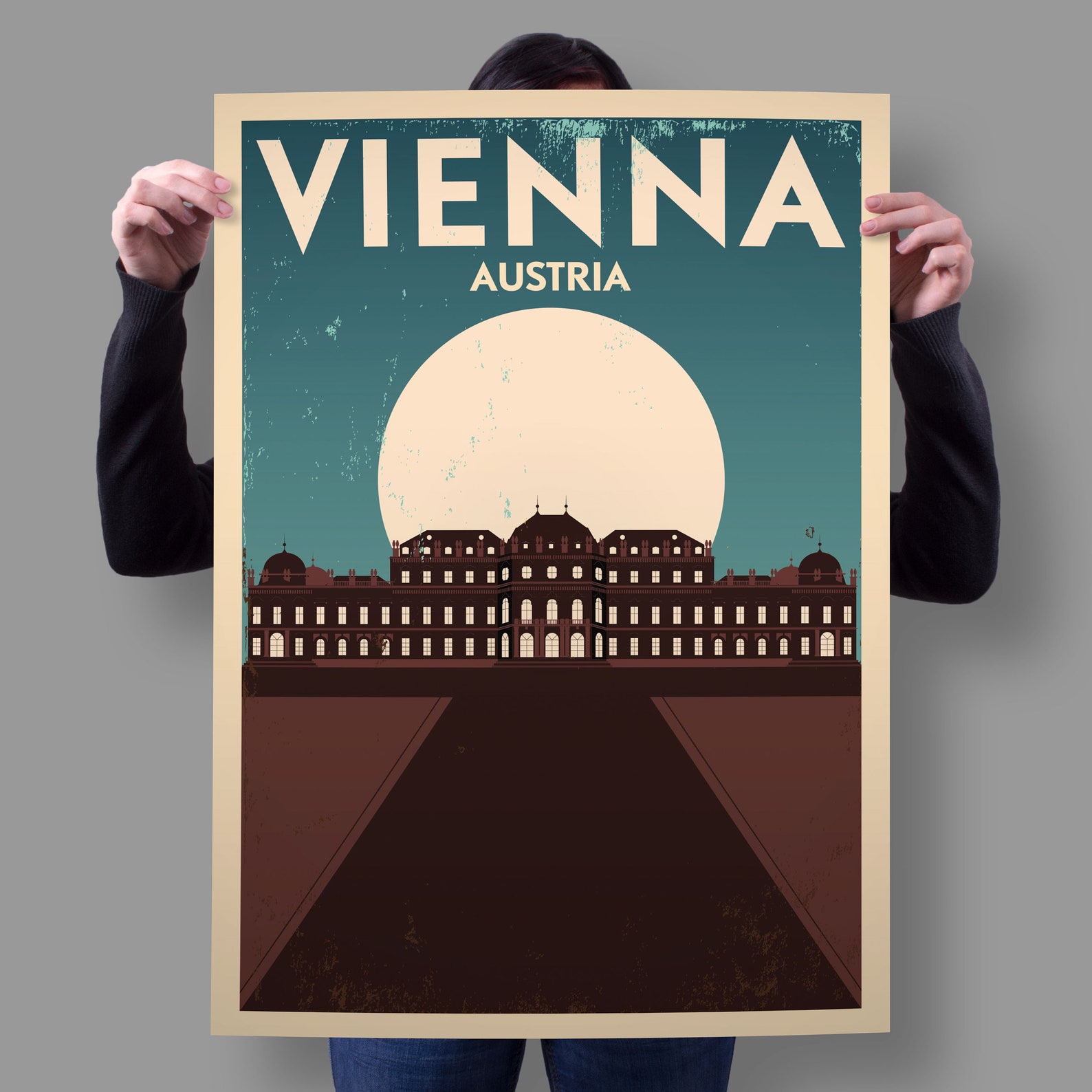 Vienna Travel Poster, Travel Decor, Cityscape Print, Retro City Art ...