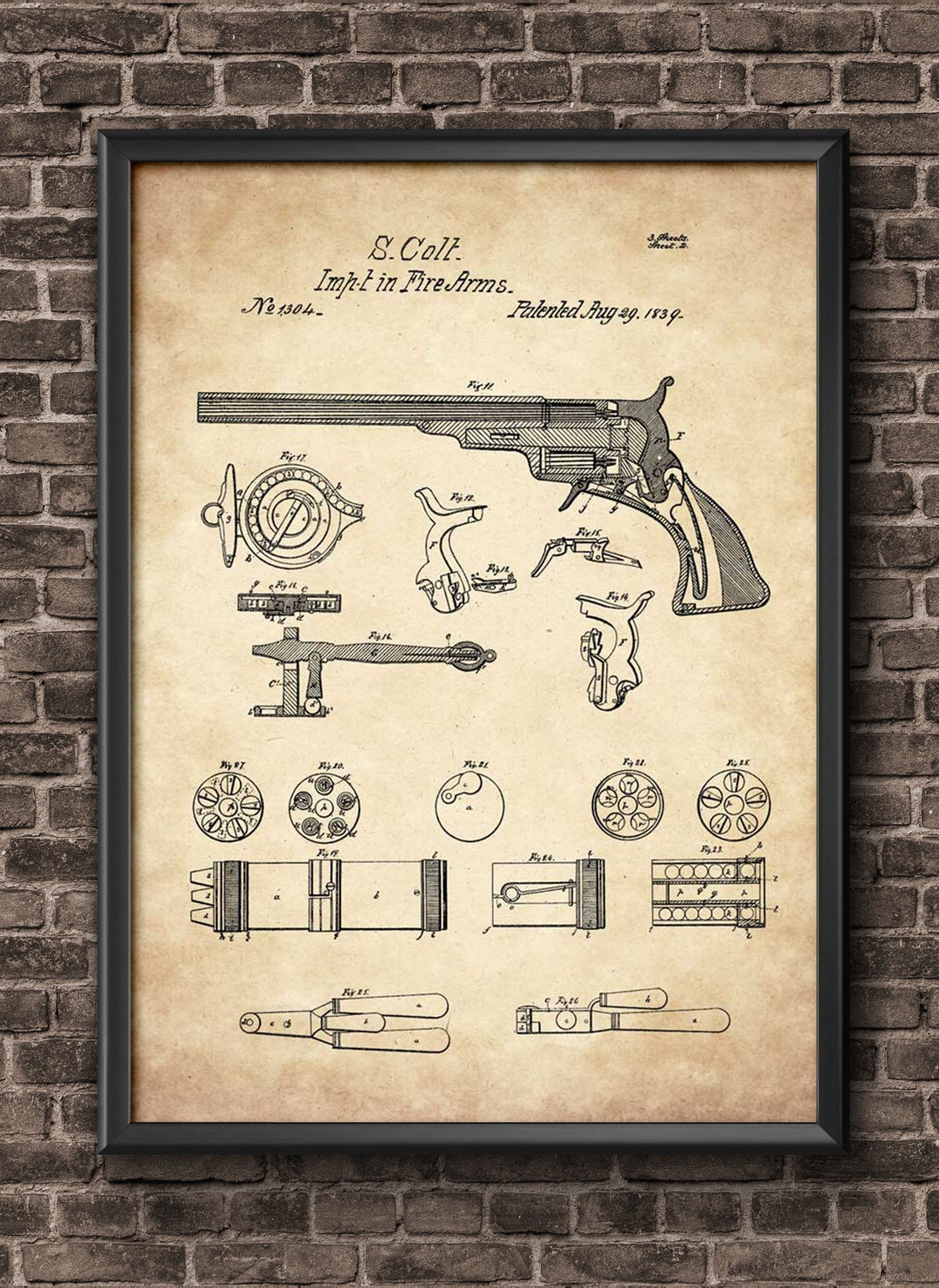 Gun Lover Colt Patent Print Wall Art, Gun Art, Gun Patent, Gun Poster ...