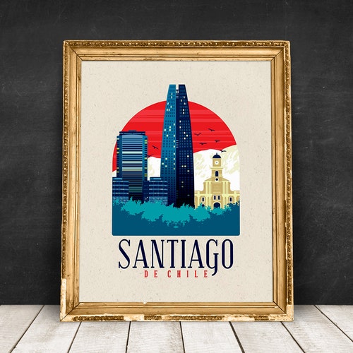 Chile Poster Santiago Chile South America Travel Poster - Etsy