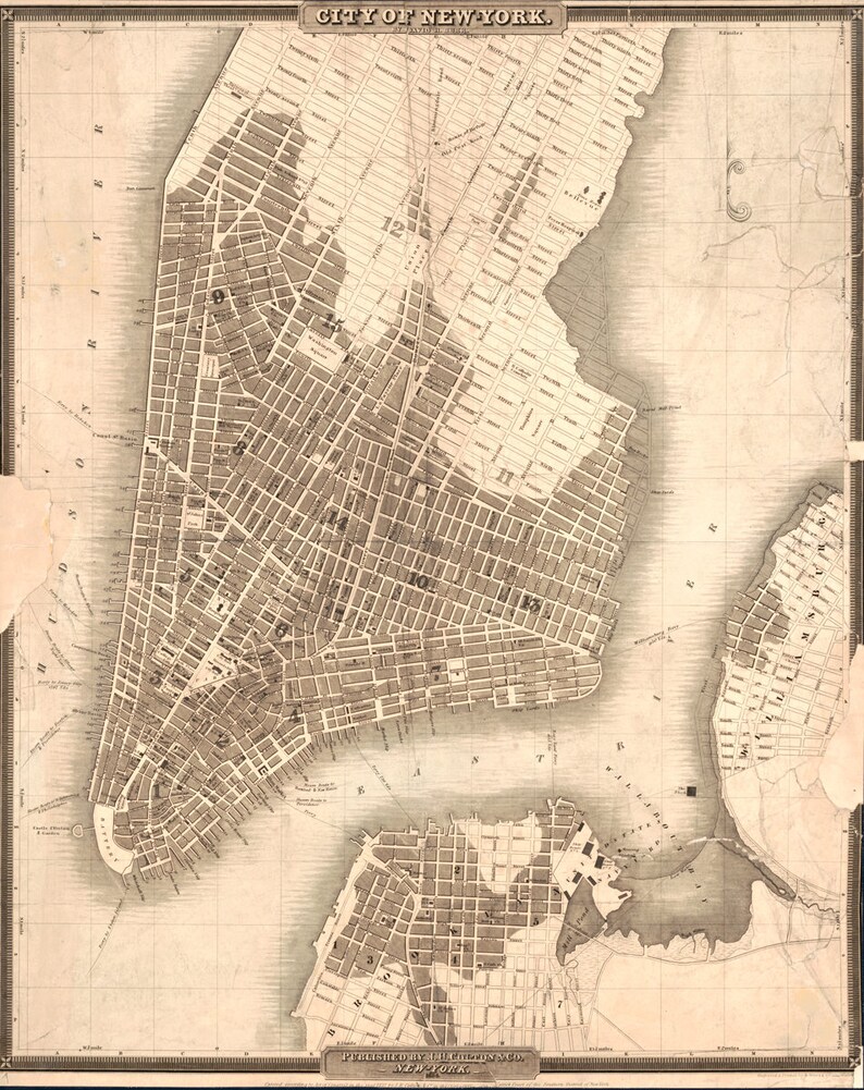 New York Old Map Old New York Map New York Vintage Map New - Etsy