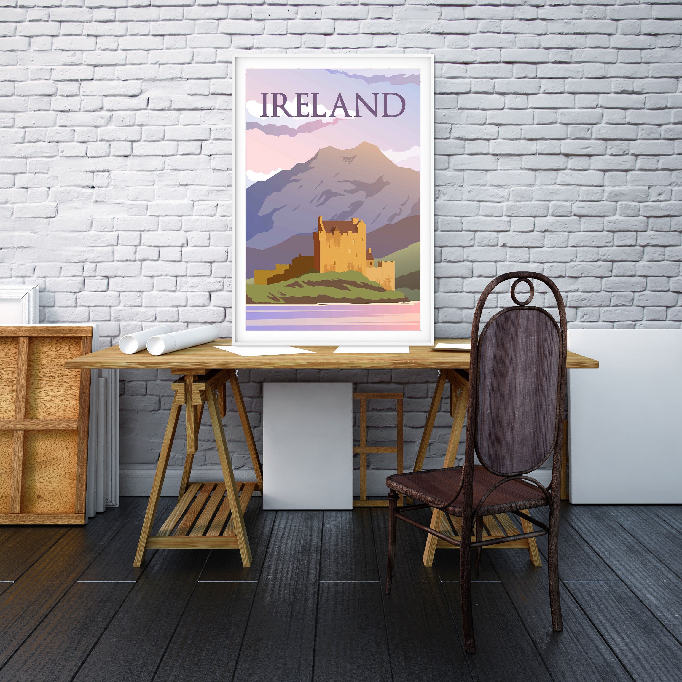 Ireland Vintage Travel Poster, Cityscape Print, Retro City Art Travel ...