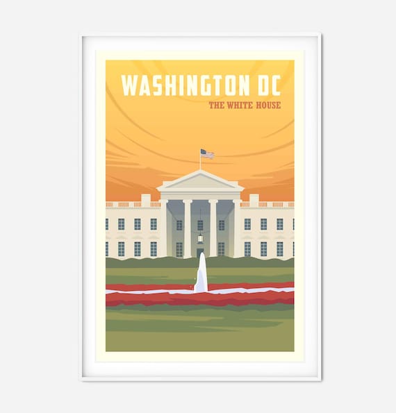Washington DC Vintage Travel Poster Cityscape Print Retro | Etsy