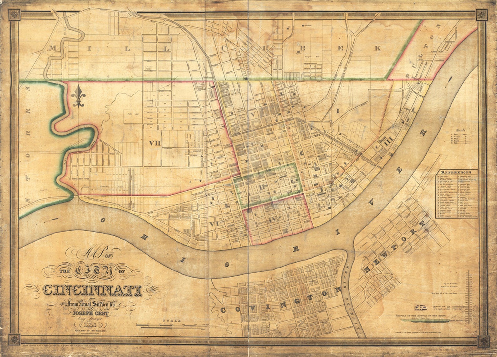 State Maps, Old State Map Cincinnati 1838, Cincinnati Ohio Street Map ...