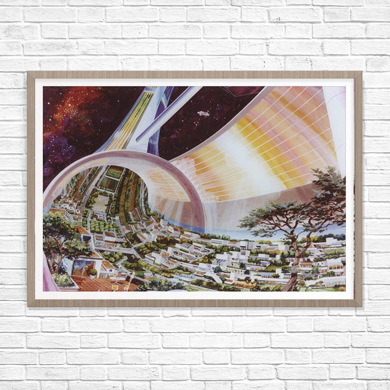 NASA Space Colony Art, the Stanford Torus, Space Poster, Space Travel ...