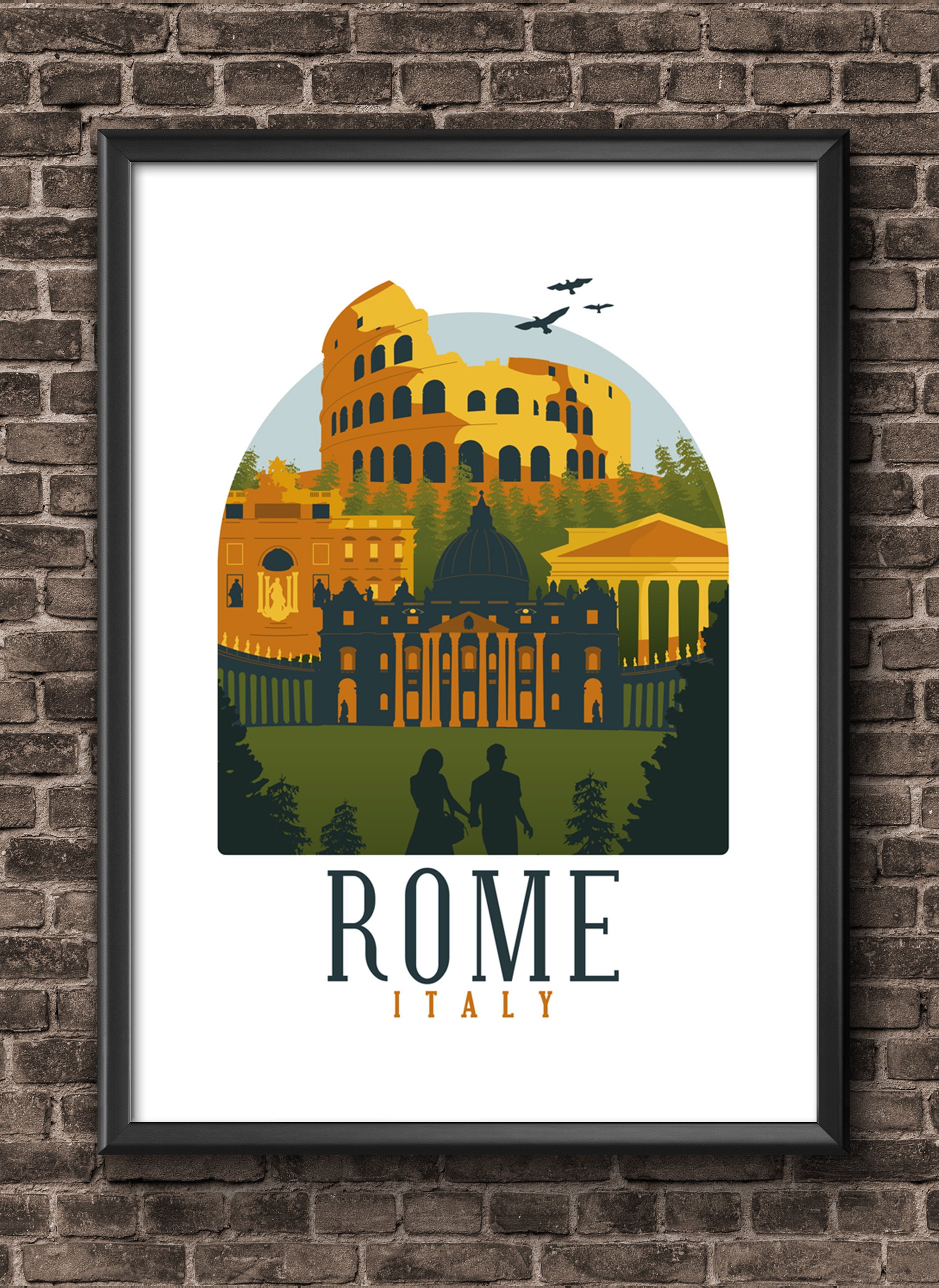 Rome Poster Rome Italy Travel Poster Italian Art Europe | Etsy