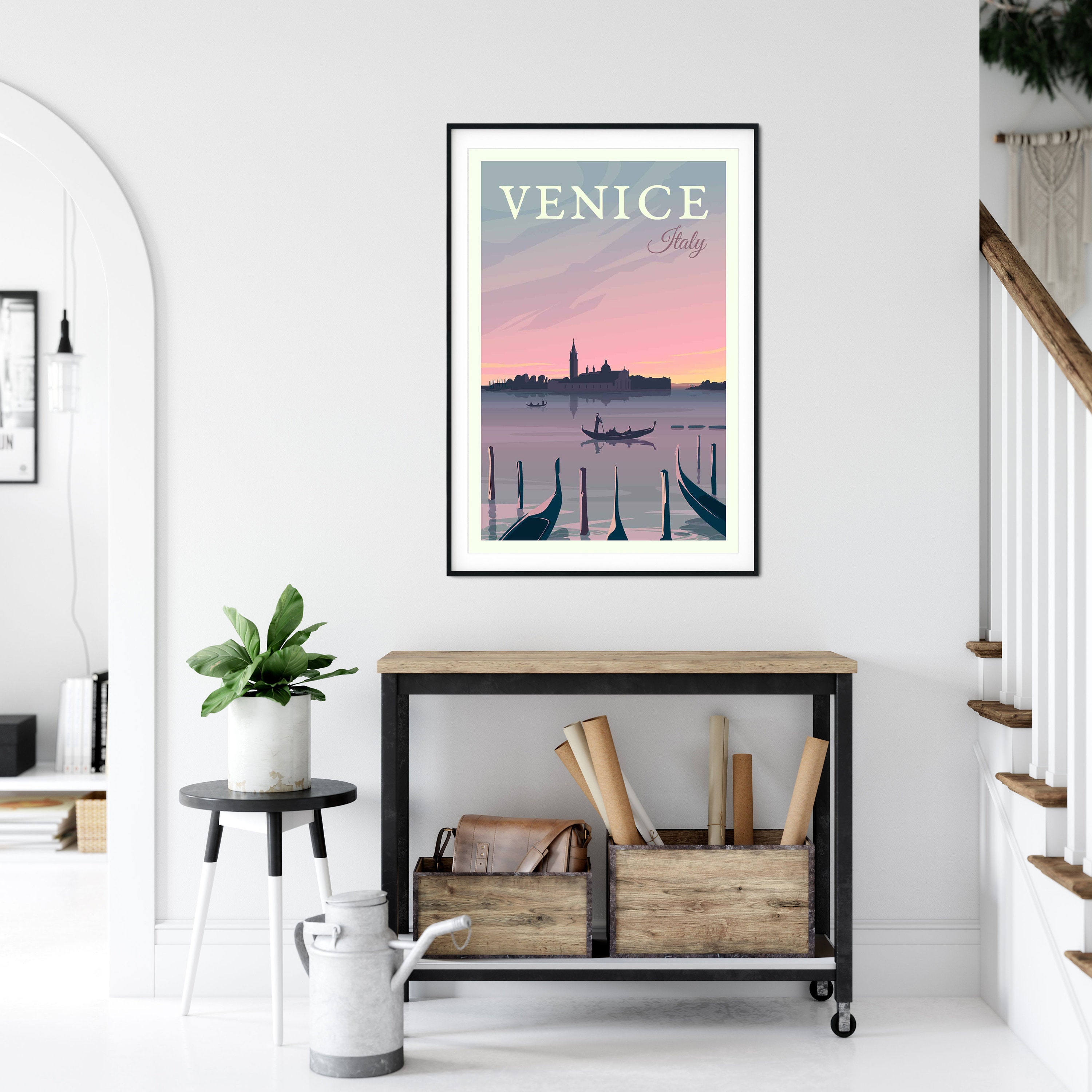Venice Vintage Travel Poster, Cityscape Print, Retro City Art Travel ...