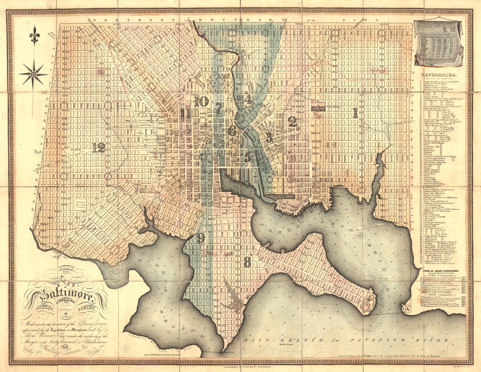 Baltimore Map, 1822, Map of Baltimore, Baltimore Maryland, Vintage ...