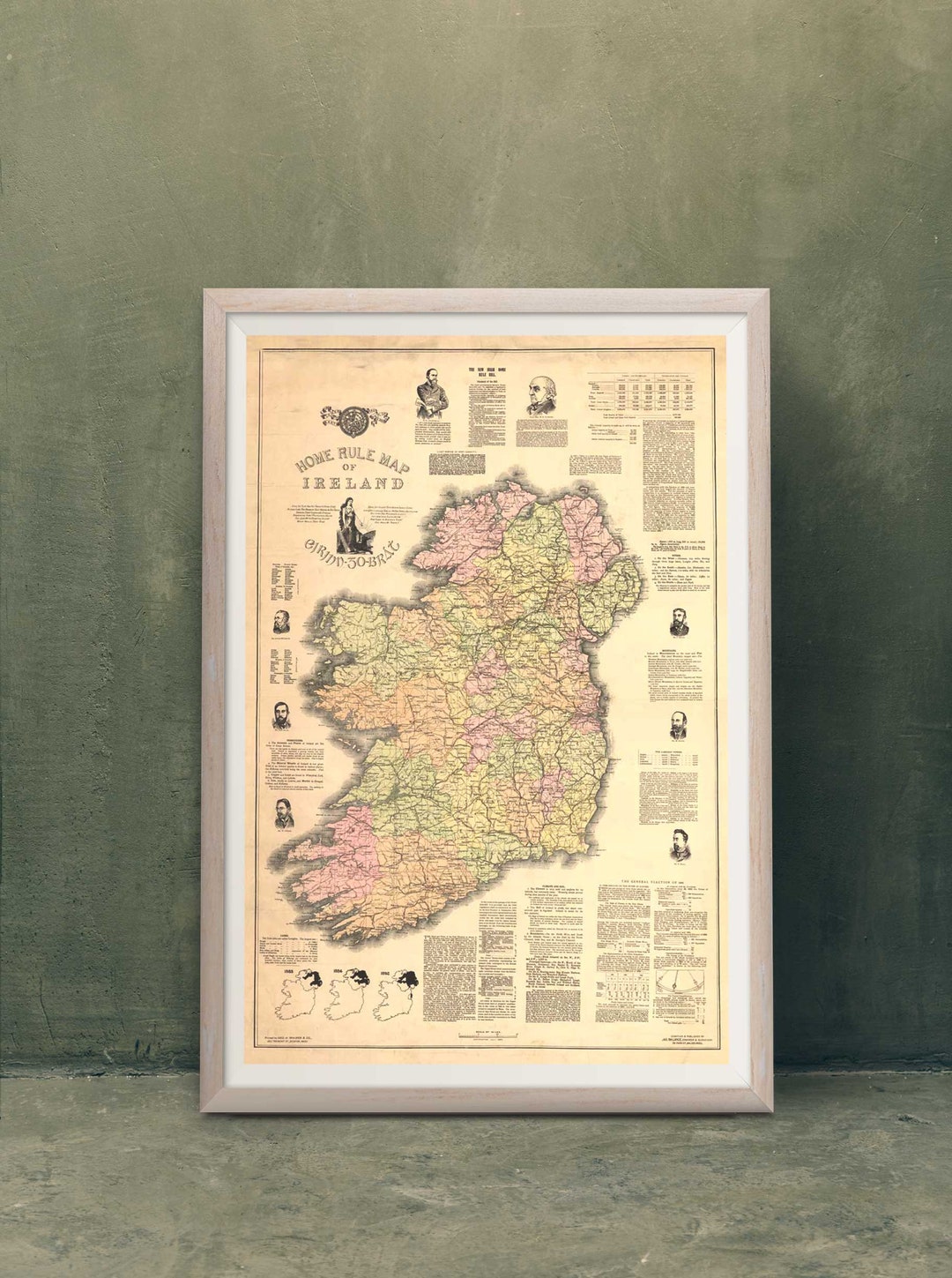 Ireland Map, Map of Ireland, Old Map, Antique Map, Vintage Map, Map Art ...