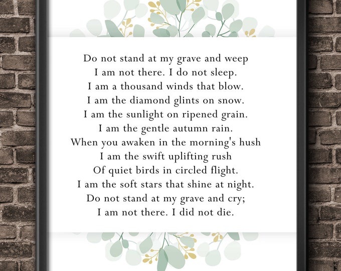 Memorial weep Not for Me Poem, Personalized Template That You Create ...