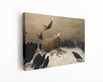 August Friedrich Schenck Anguish Sheep and Crow, Fine Art Canvas - Etsy