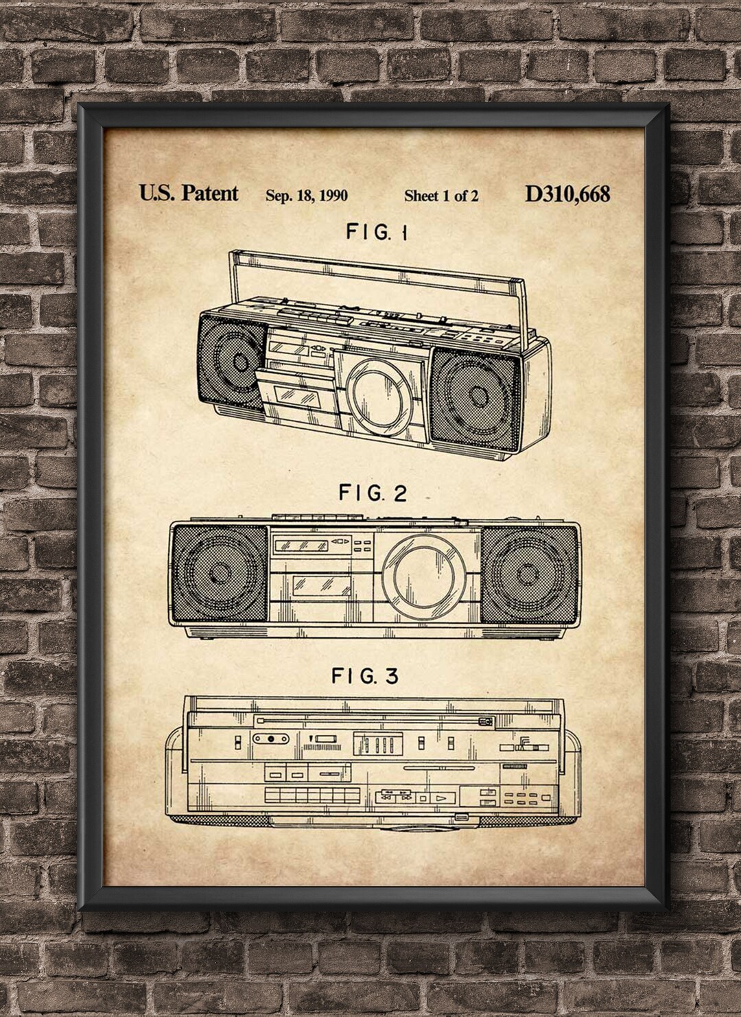 Boom Box Patent Print Art, Music Poster, Music Lover, 80s Music, 80's ...