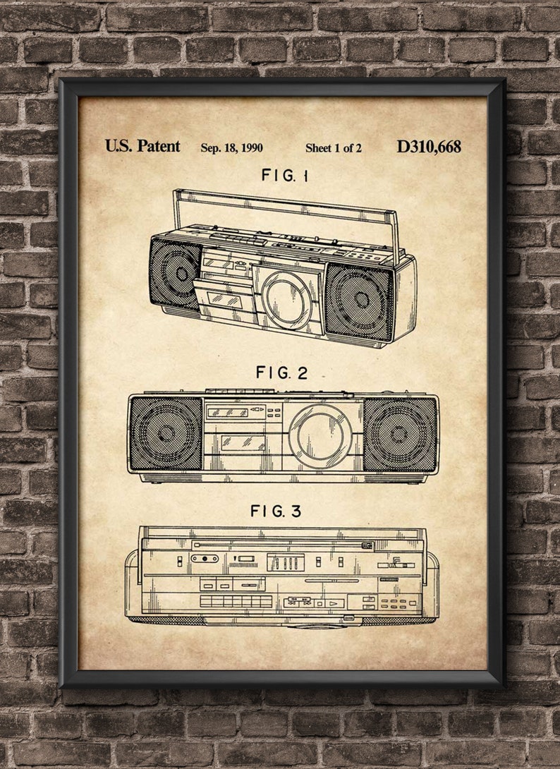 Boom Box Patent Print Art Music Poster Music Lover 80s - Etsy
