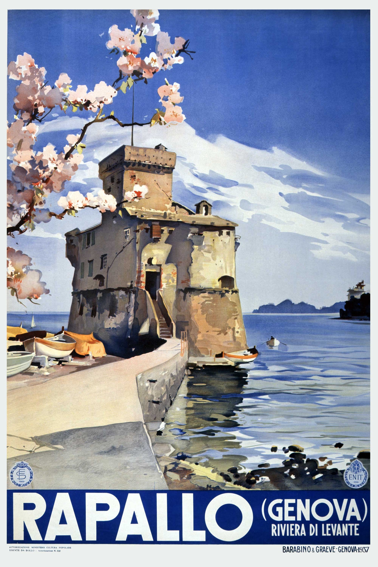 Rapallo Genova Italy Vintage Travel Poster, Travel Decor, Travel Gift ...