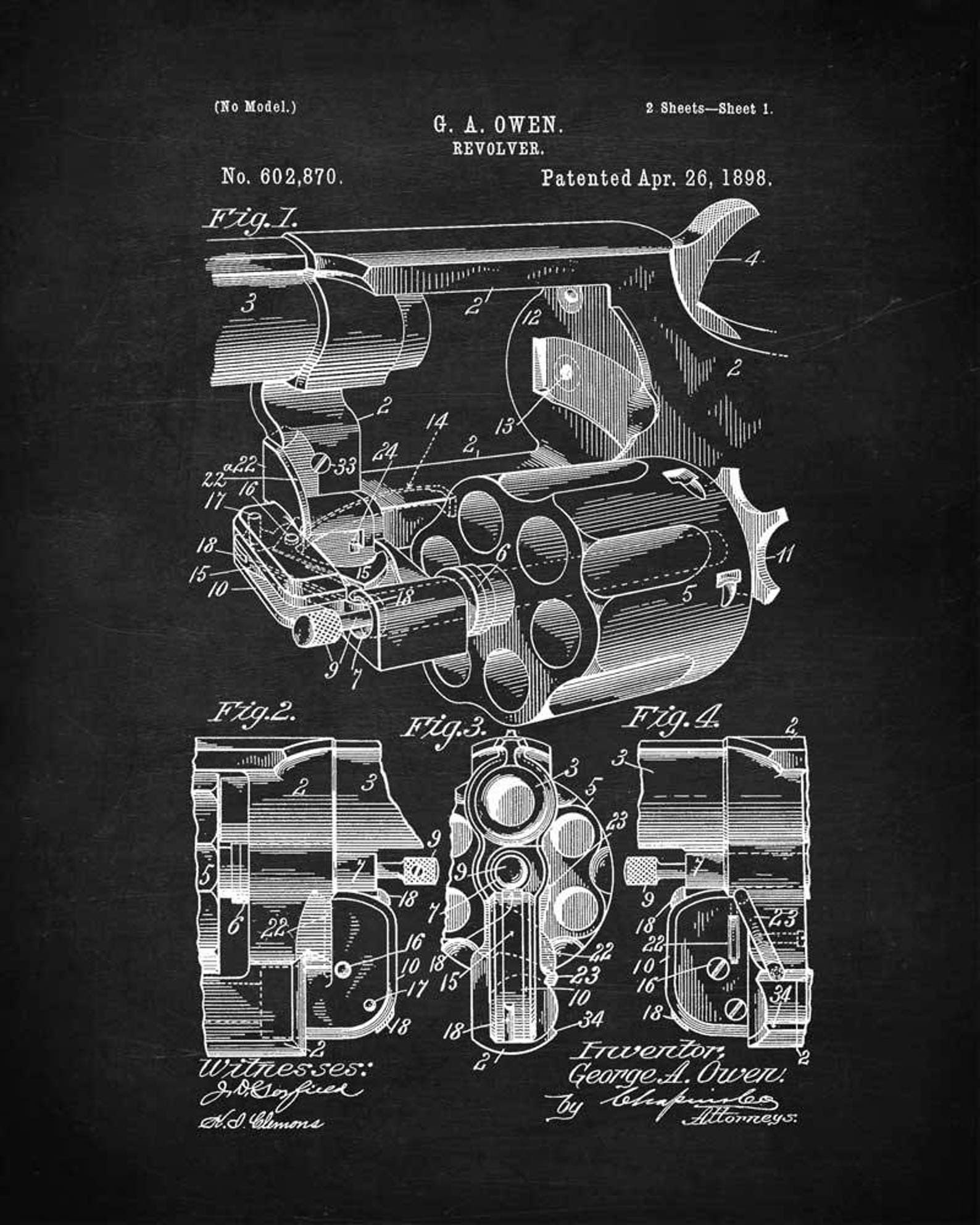 Gun Poster Vintage Revolver Revolver Poster Revolver | Etsy