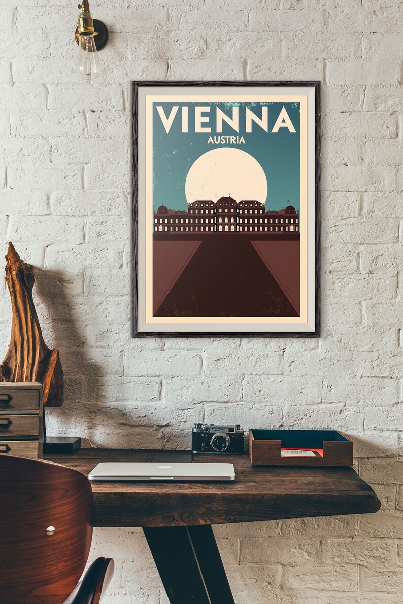 Vienna Travel Poster Travel Decor Cityscape Print Retro | Etsy