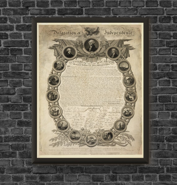 FRAMED Canvas Art Declaration of Independence American - Etsy