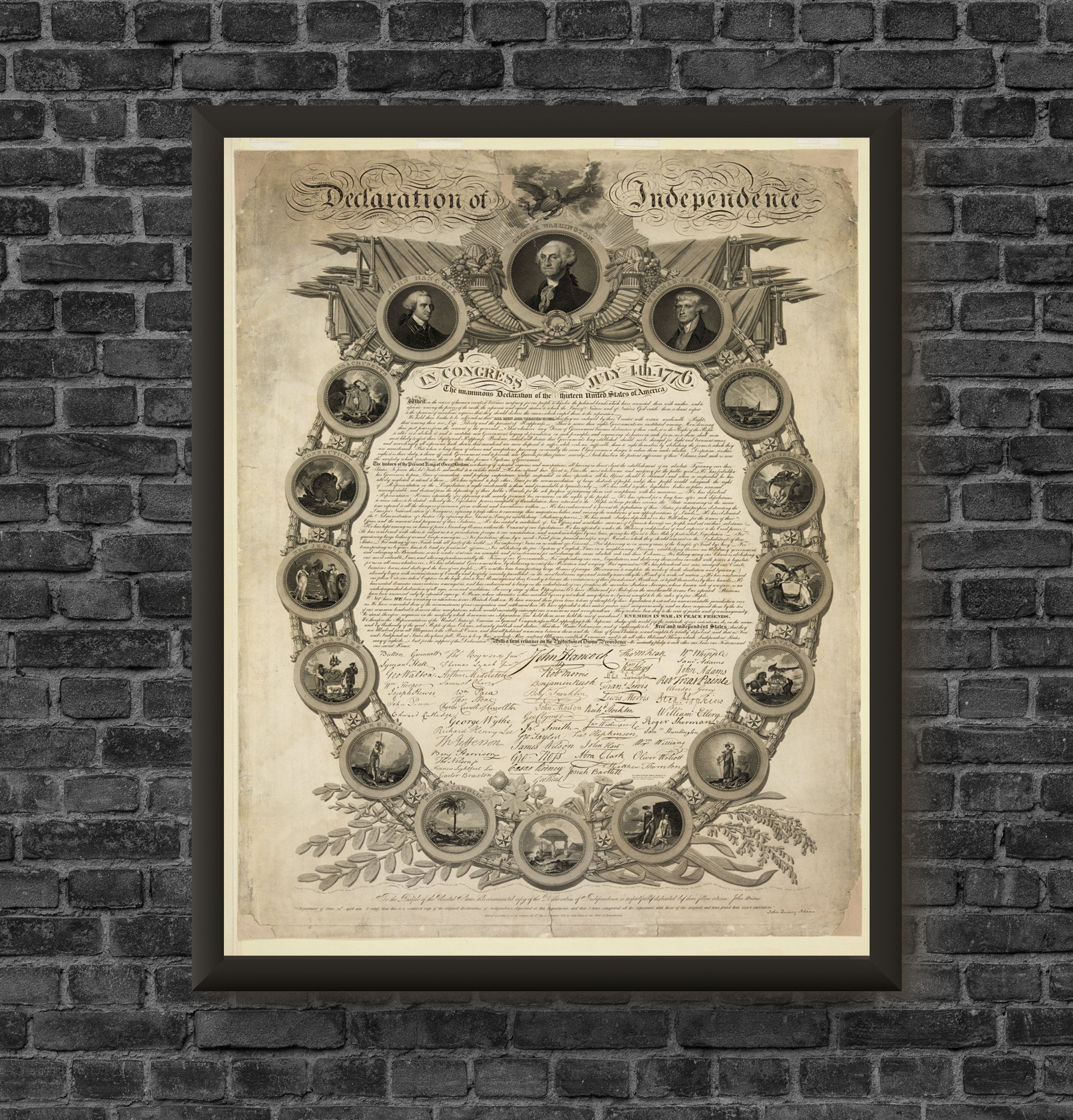 FRAMED Canvas Art Declaration of Independence American | Etsy