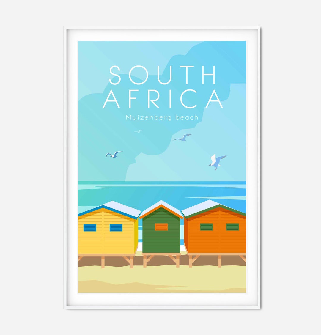South Africa Vintage Travel Poster, Cityscape Print, Retro City Art ...