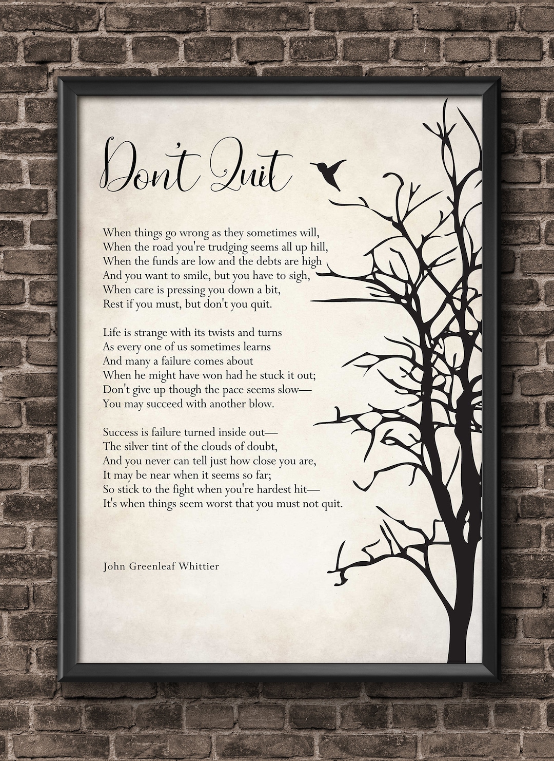 Don't Quit Poem, John Greenleaf Whittier Quote, Graduation Gift, Grad ...