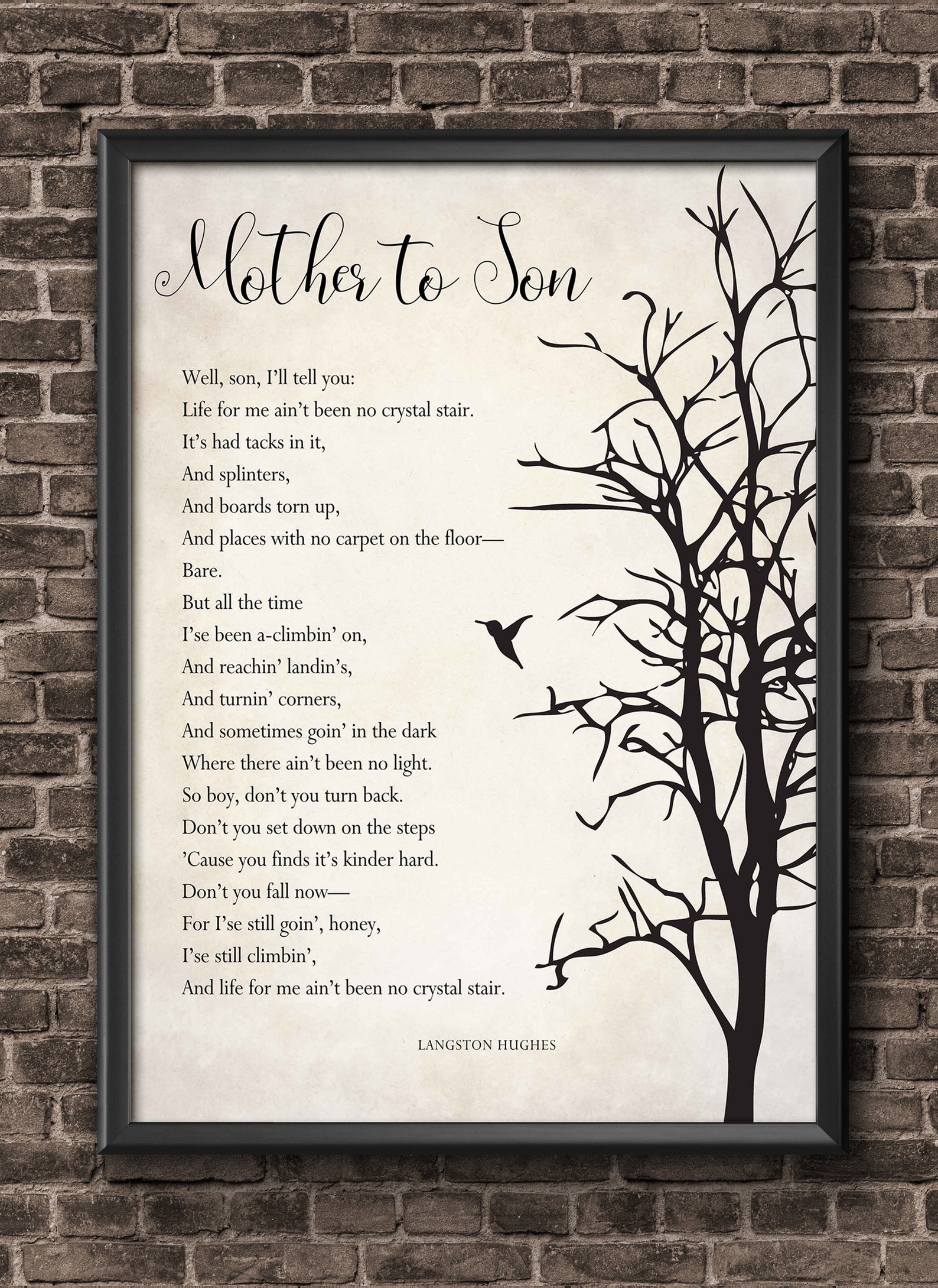 Mother to Son Poem Art Print Minimalist Modern Wall Art - Etsy