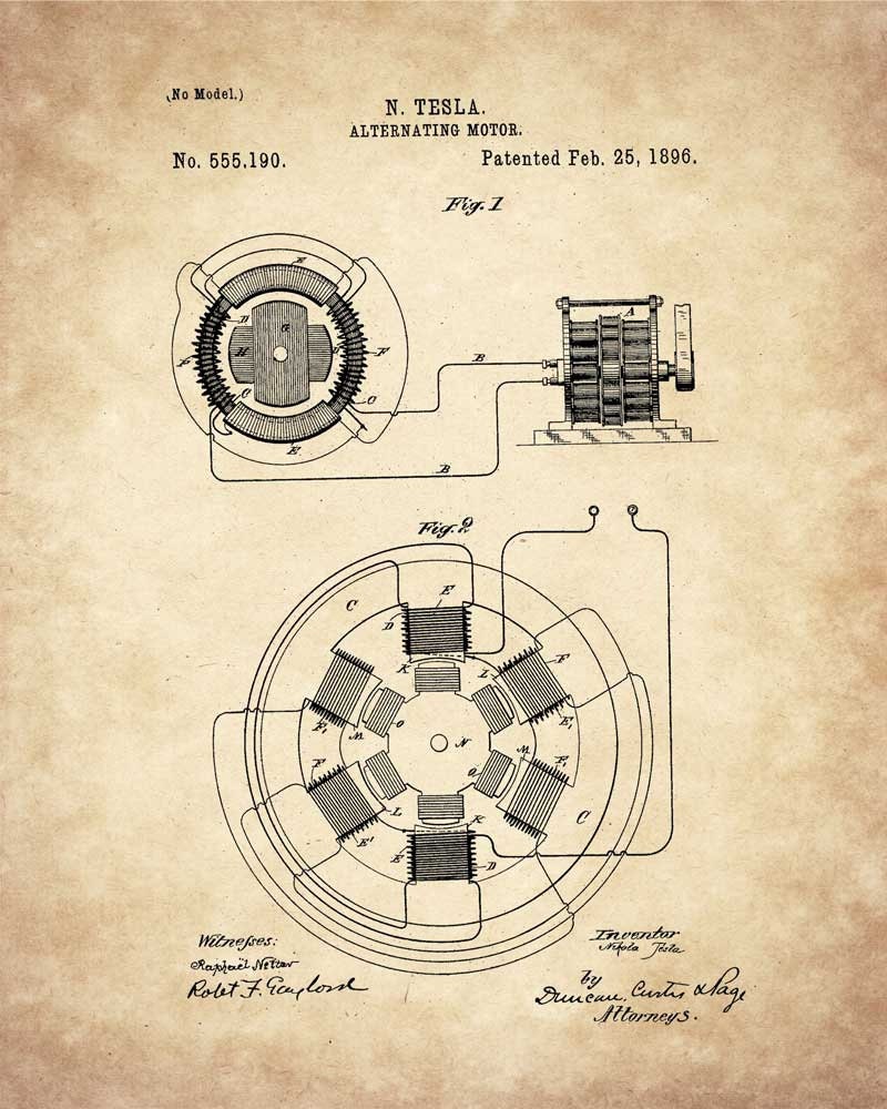 Tesla Patent Prints Set of 3 Tesla Invention Patent Art Set - Etsy