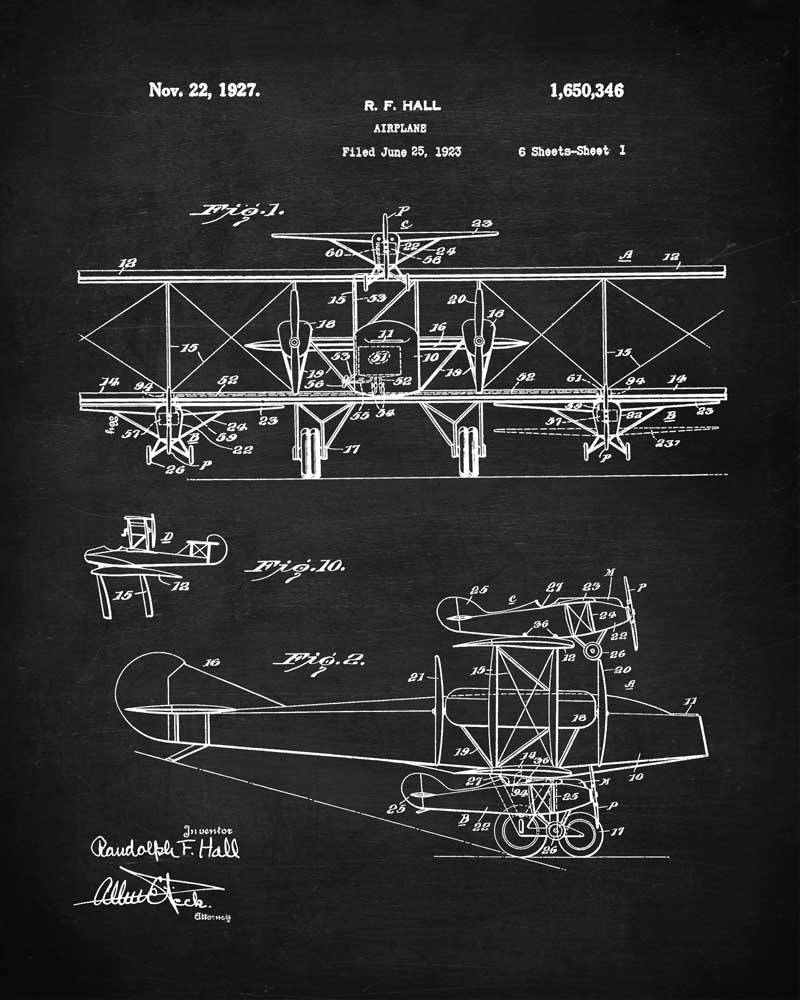 Vintage Aviation Patent Print Set, Airplane Blueprint Wall Art - Etsy