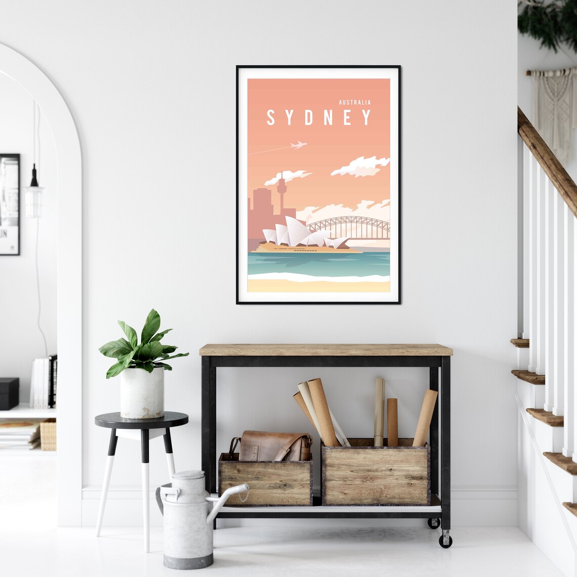 Sydney Vintage Travel Poster, Cityscape Print, Retro City Art Travel ...