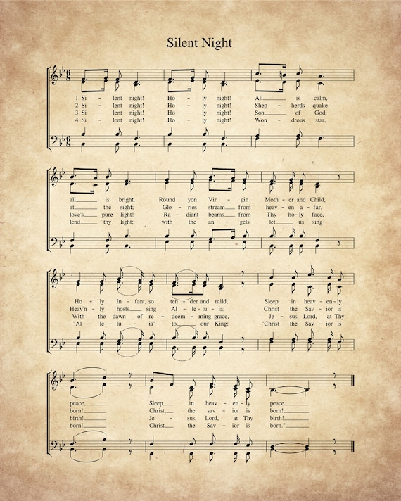 Vintage Christmas Sheet Music Silent Night