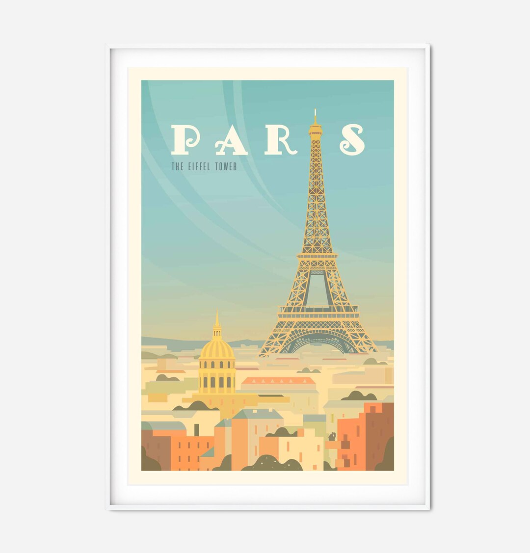 Paris Vintage Travel Poster, Cityscape Print, Retro City Art Travel ...