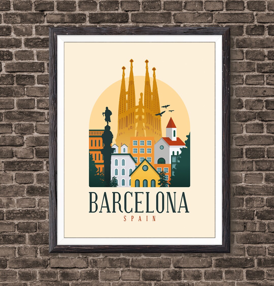 Barcelona Print - Cataluña Poster - Spain Poster | Travel Poster - Etsy