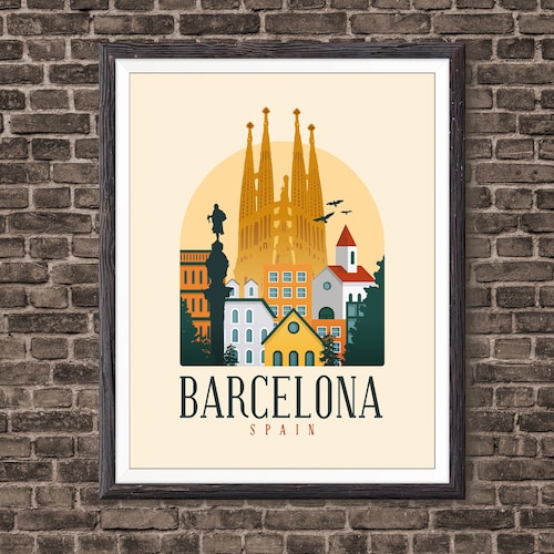 Barcelona Print Catalonia Poster Spain Poster Travel - Etsy