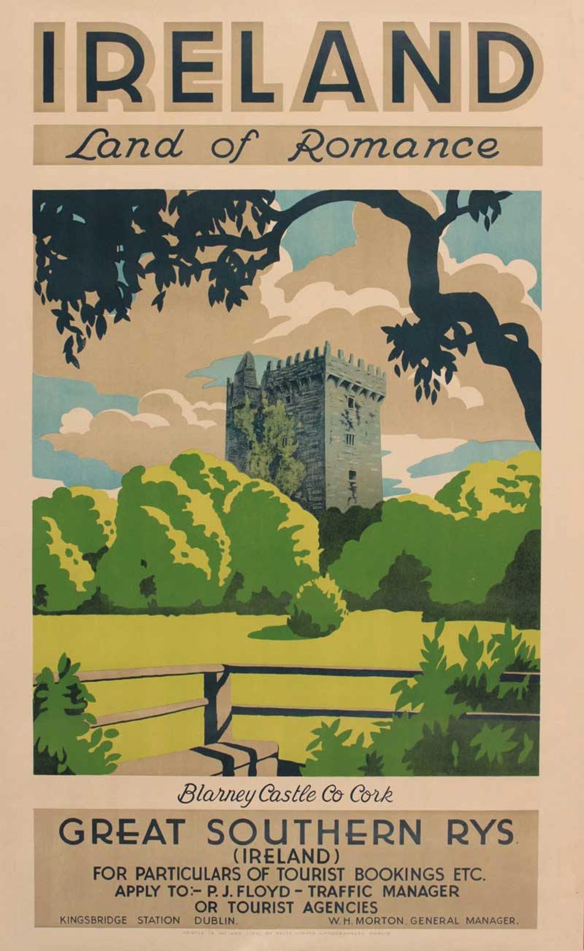 Ireland Travel Poster Blarney Castle Vintage Travel Poster | Etsy