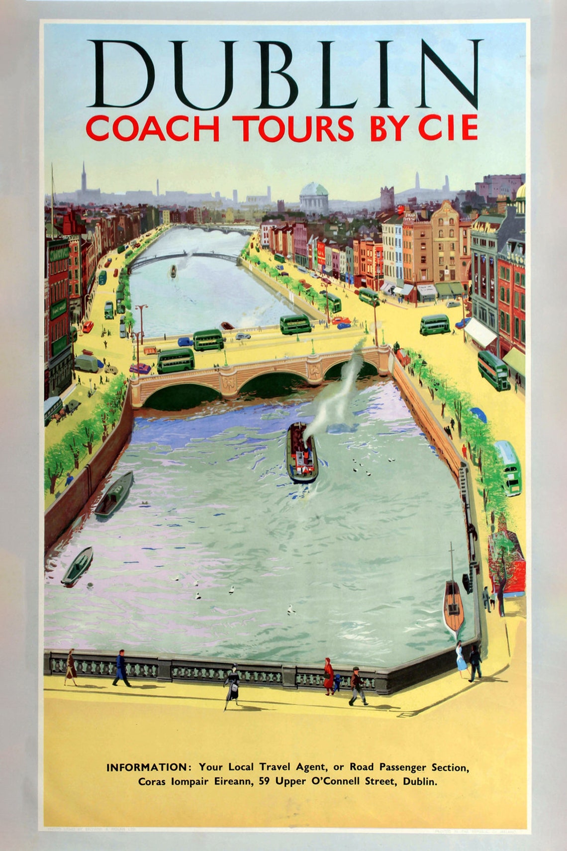 Ireland Travel Poster Dublin Vintage Travel Poster Ireland - Etsy